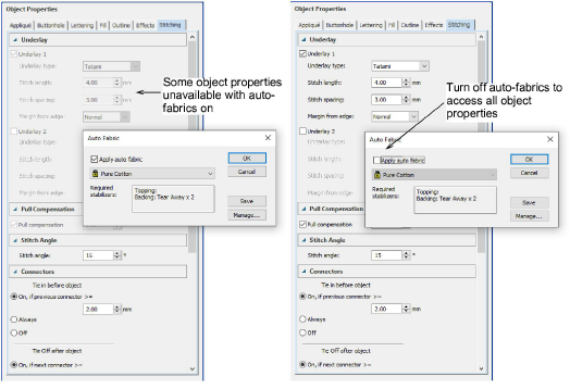 Customize design fabric settings