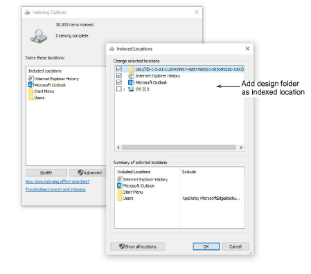 Fast searching on shared network drives