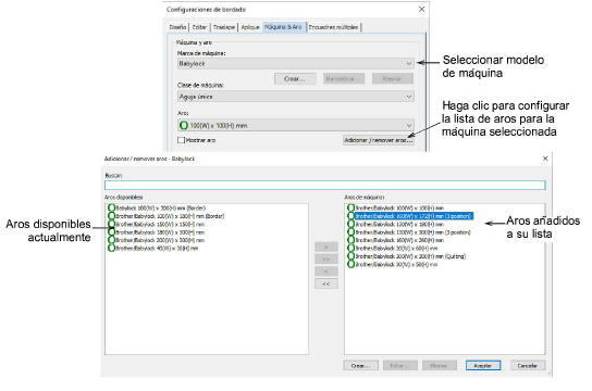 Configurar lista de aros