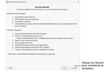 Configuration de l’appareil EmbroideryConnect